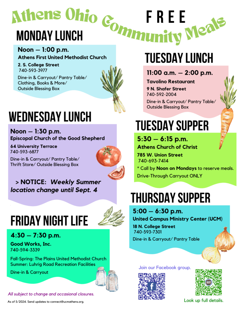 ATHENS OHIO FREE COMMUNITY MEALS NETWORK – United Campus Ministry Center